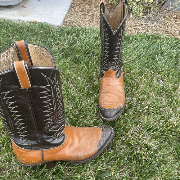Tony Lama | Shoes | Vintage Tony Lama Cowboy Western Boots Peanut ...